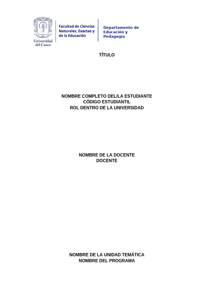 Modelo Portada Trabajos | PDF