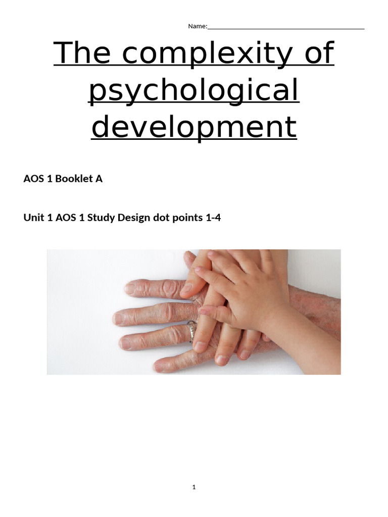 The Complexity of Psychological Development - UNit 1 AOS 1 - Booklet ...