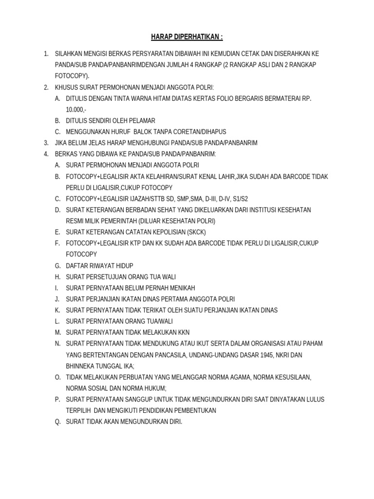 berkas_pendaftaran_bintara_2025 | PDF