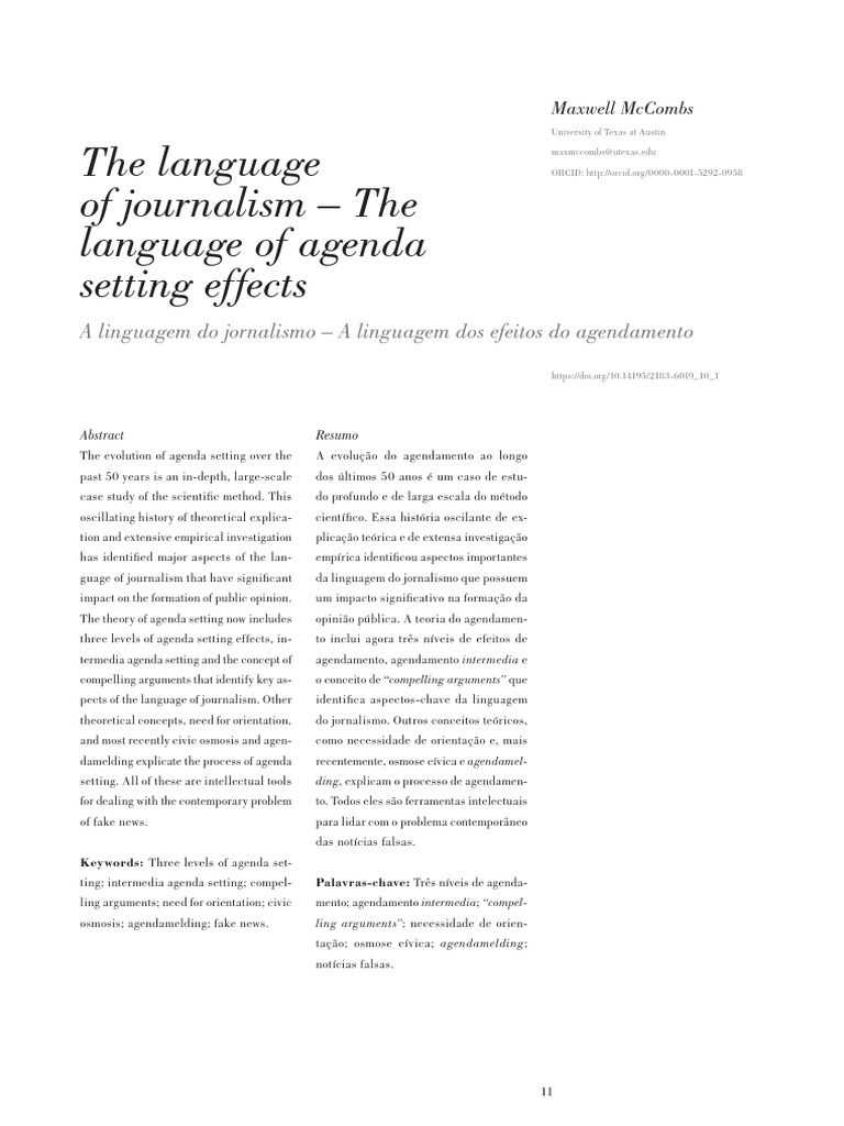 Language of Journalism in Agenda Setting | PDF | Human Communication ...