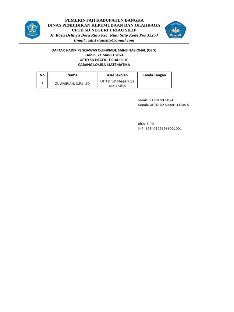 Daftar Hadir Osn | PDF