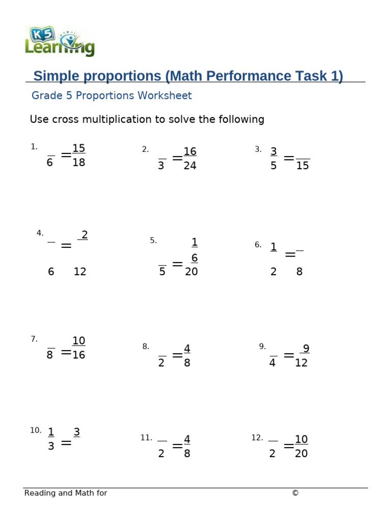 Grade 6 Proportions Whole Numbers A | PDF