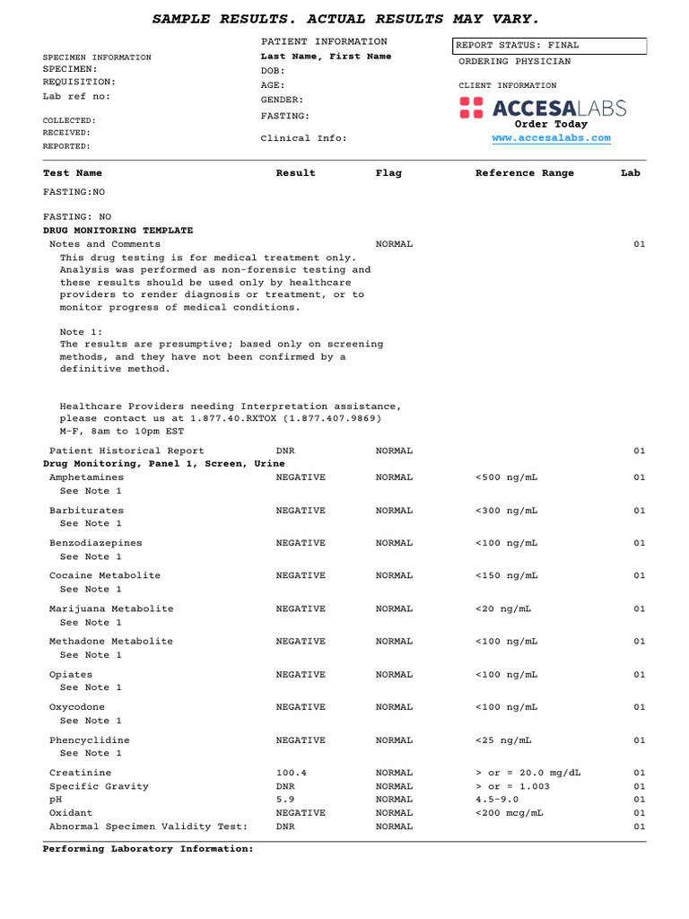 9 Panel Drug Test Results 2 | PDF | Drug Test | Diseases And Disorders