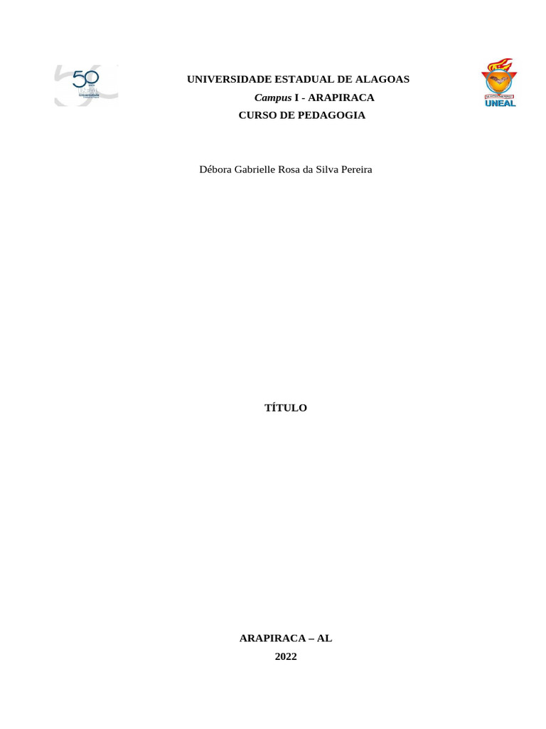 Capa Trabalho Uneal Atualizada | PDF