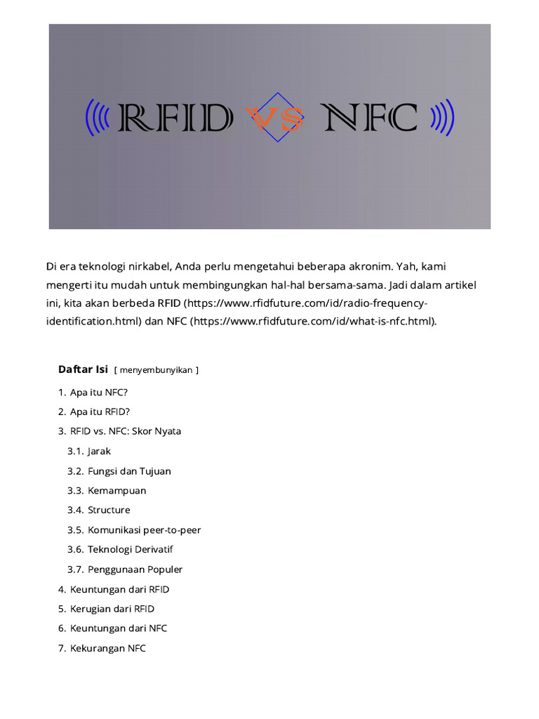 RFID vs. NFC - Apa Perbedaan Di Antara Keduanya - WXR | PDF