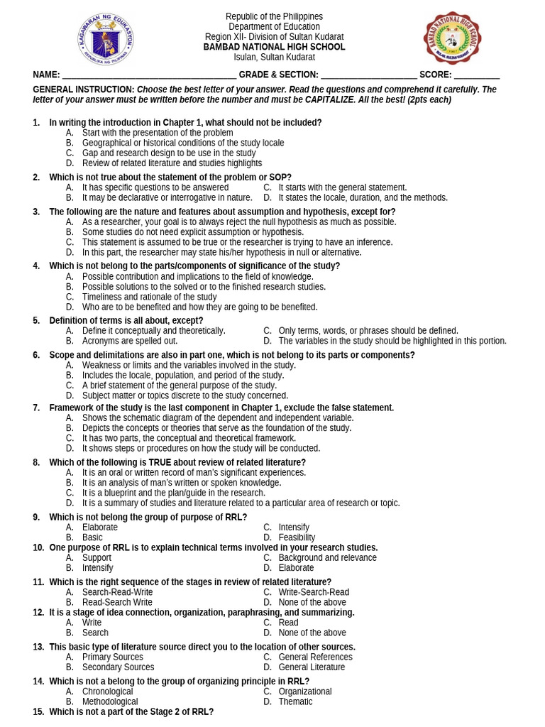 2ND QUARTER EXAM IN PR2 | PDF | Citation | Theory