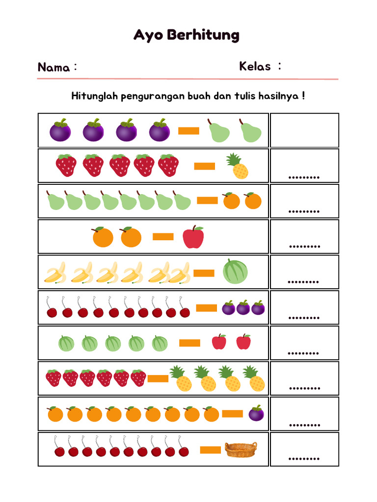 LKPD Pengurangan Kelas 1 | PDF
