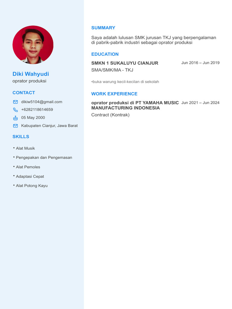 Diki Wahyudi - KitaLulusCV | PDF