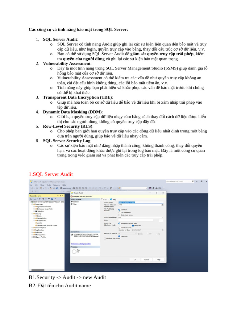 Các công cụ và tính năng bảo mật trong SQL Server | PDF