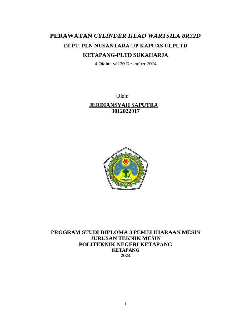 Laporan Kegiatan Praktik Industri Jerdi Mesin 24-1 | PDF