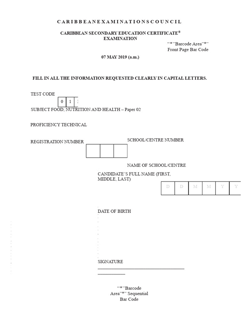 2019 P2 Food | PDF | Barcode | Nutrition