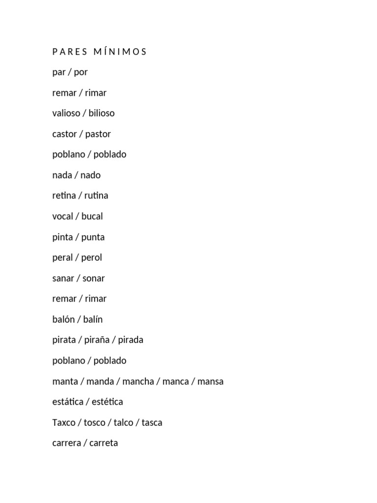 Lista de Pares Mínimos en Español | PDF