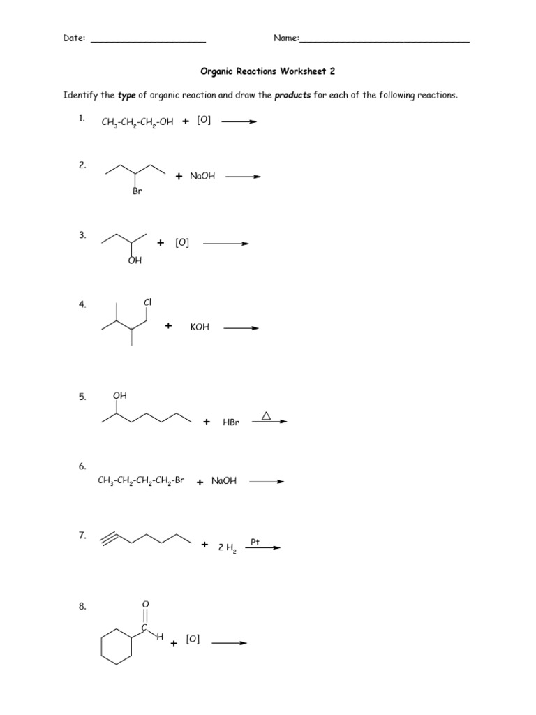 WS - Organic Reactions 2 | PDF