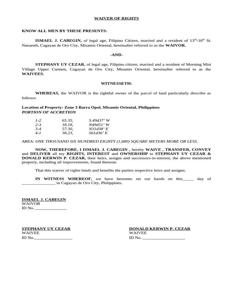 Waiver of Rights | PDF