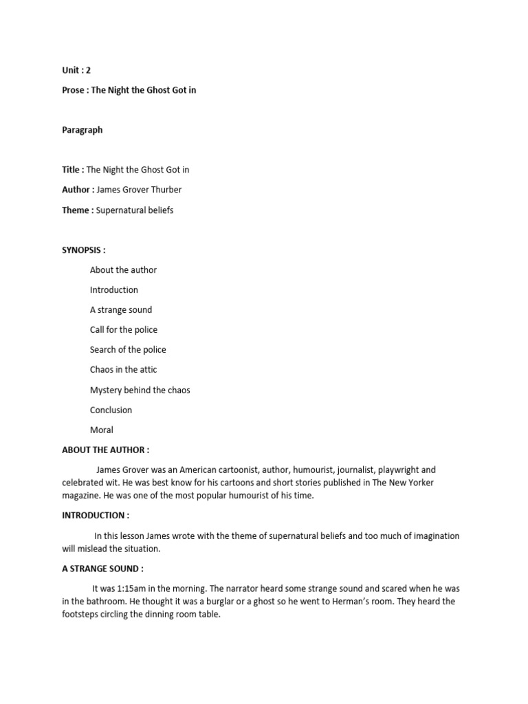 Eng U2 The Night the Ghost got in | PDF