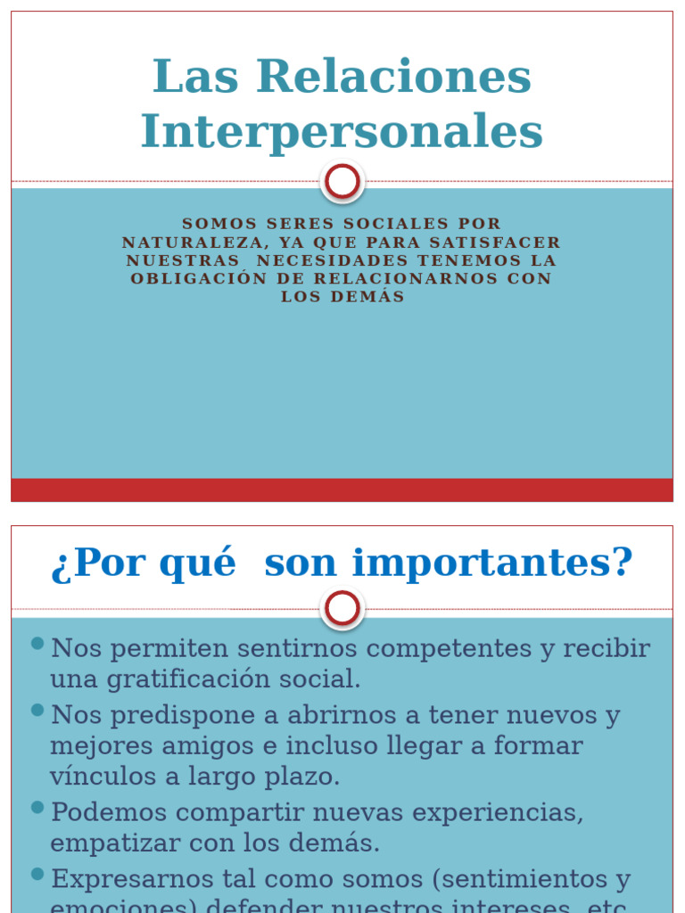 Beneficios de las relaciones interpersonales | PDF
