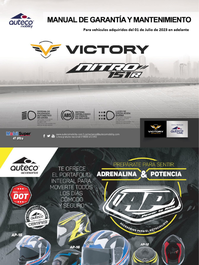 Manual de Uso Victory Nitro 151 R | PDF | Motocicleta | Acelerador