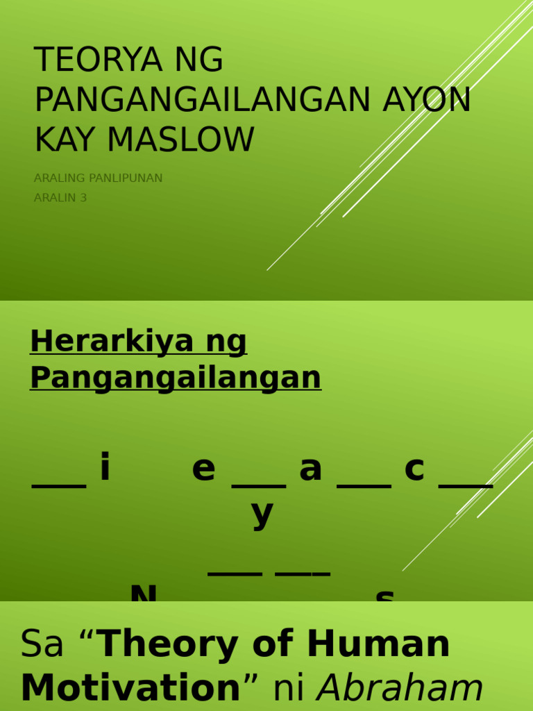 (Aralin3) Teorya NG Pangangailangan Ayon Kay Maslow | PDF