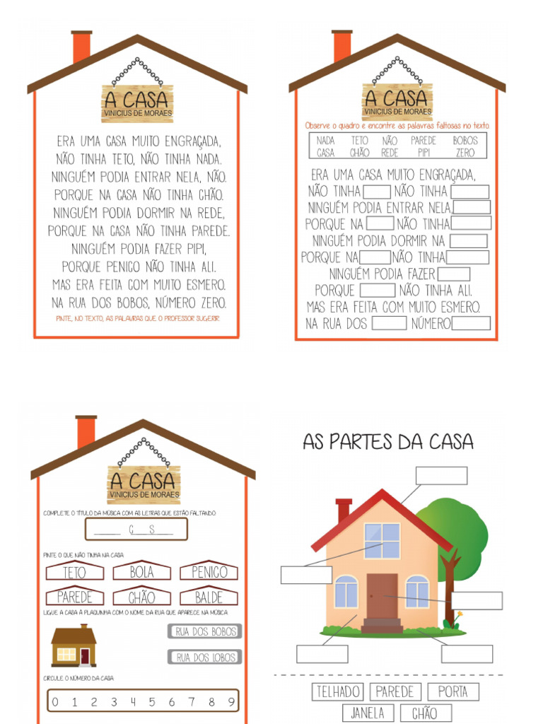 Atividades Do Poema A Casa - Vinícius de Moraes | PDF