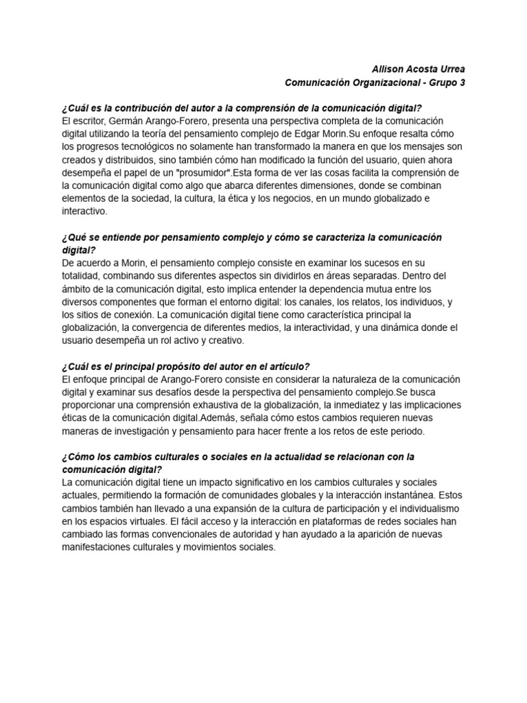 Allison Acosta Urrea | PDF | Comunicación | Pensamiento