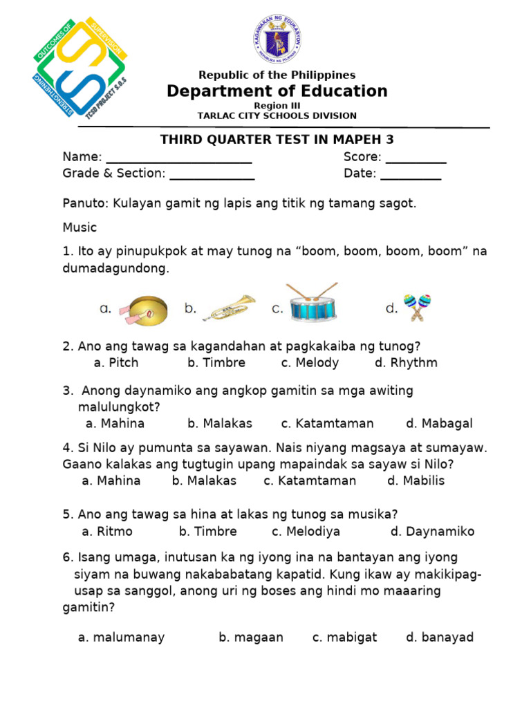 MAPEH 3_PERIODICAL-TEST-QUARTER-3._with-answers-key | PDF