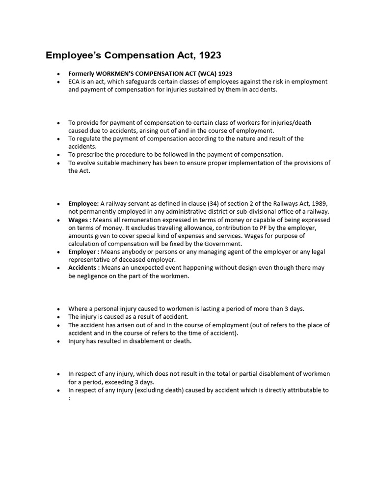 Workmen Compensation act | PDF | Employment | Workers' Compensation