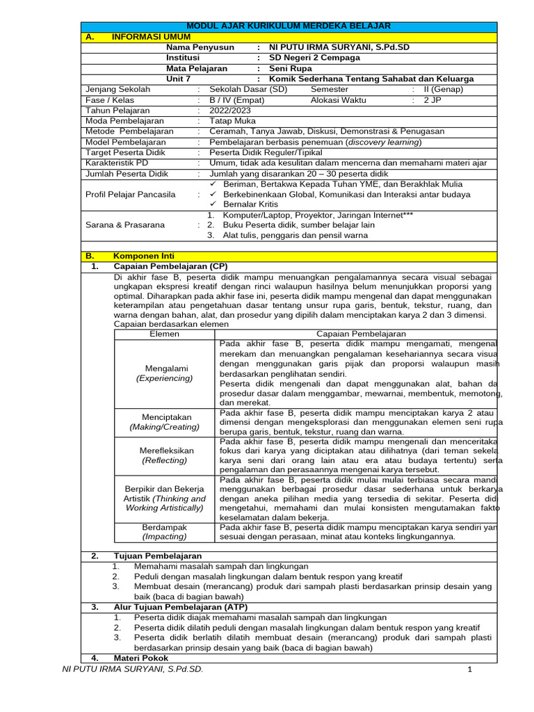 05. RPP SENI RUPA KLS IV SMS 2 | PDF
