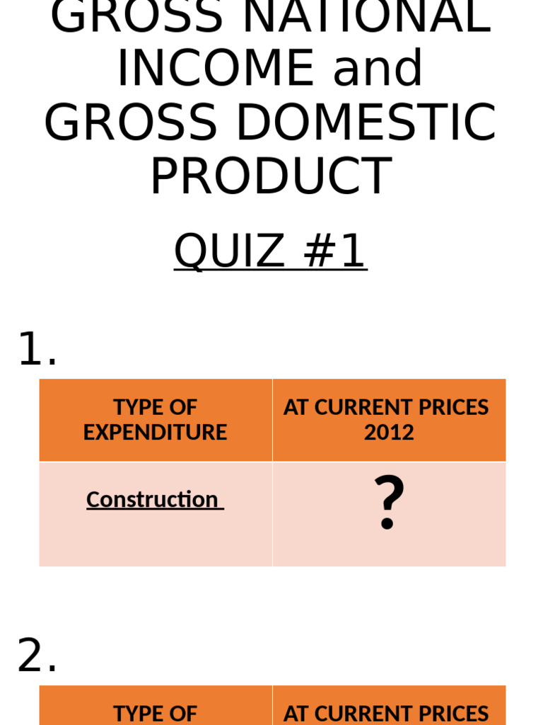 Quiz#1 Gross National Income and Gross Domestic Product | PDF ...
