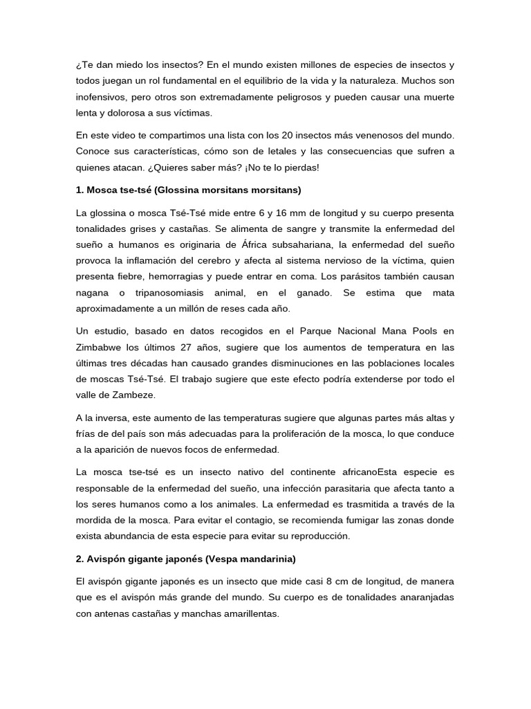 Animales Mas Venenosos | PDF