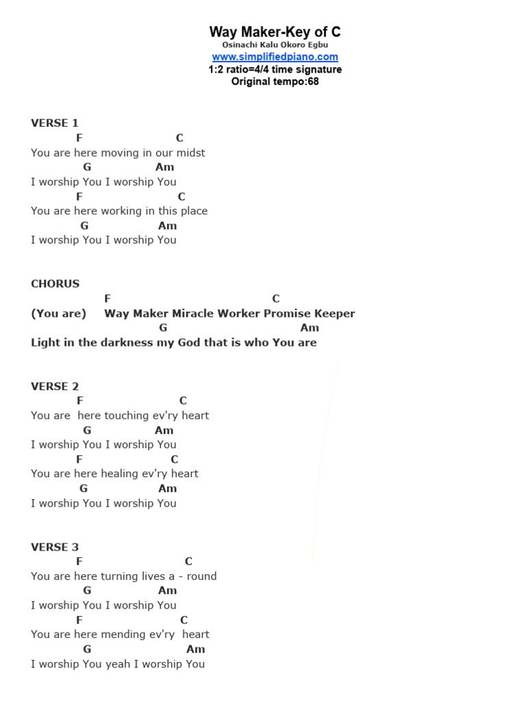 Way Maker Piano Sheet Music | PDF