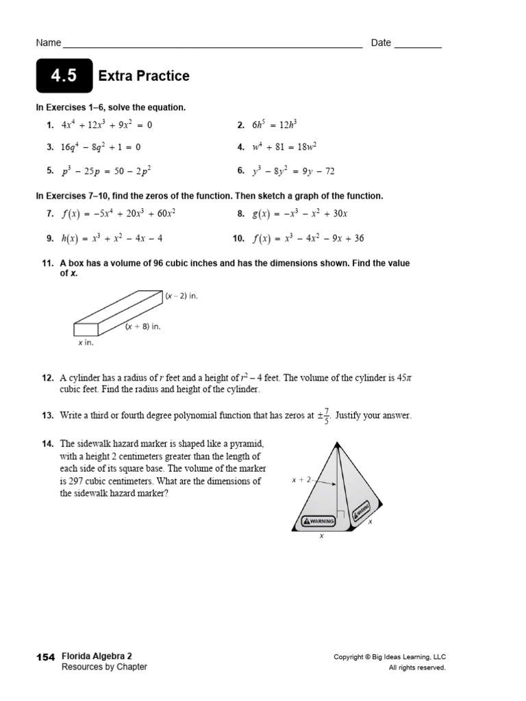 WS - 4.5 Solving Polynomial Equations | PDF