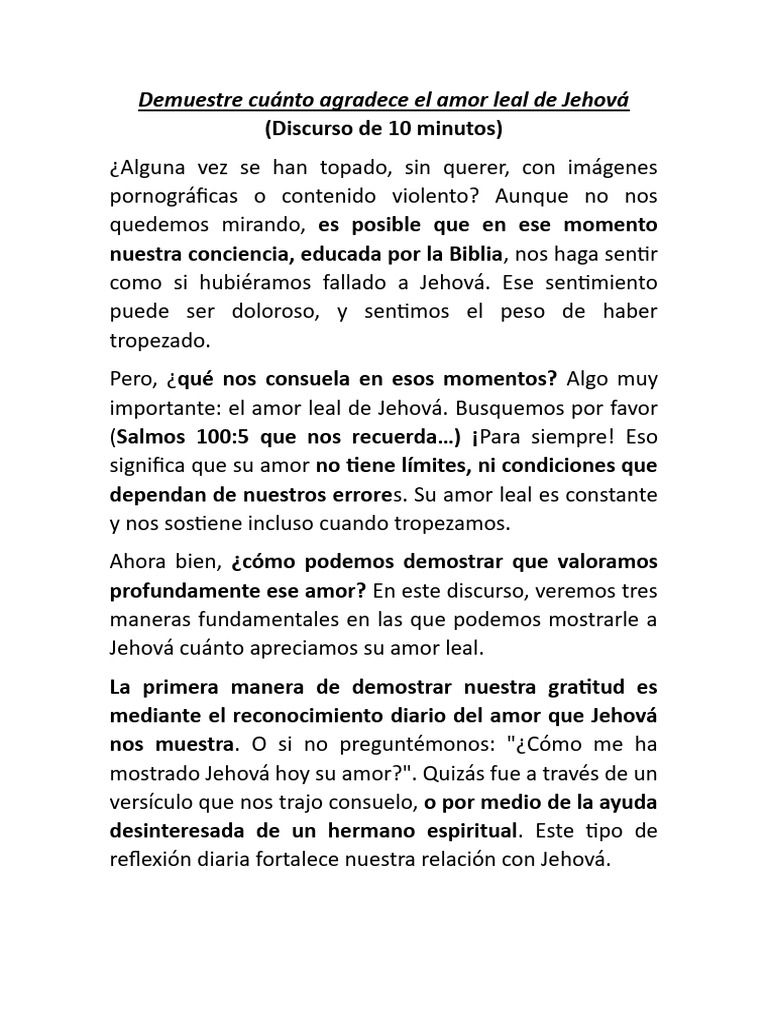Demuestre Cuanto Agradece El Amor Leal de Jehova | PDF | Amor | Gratitud