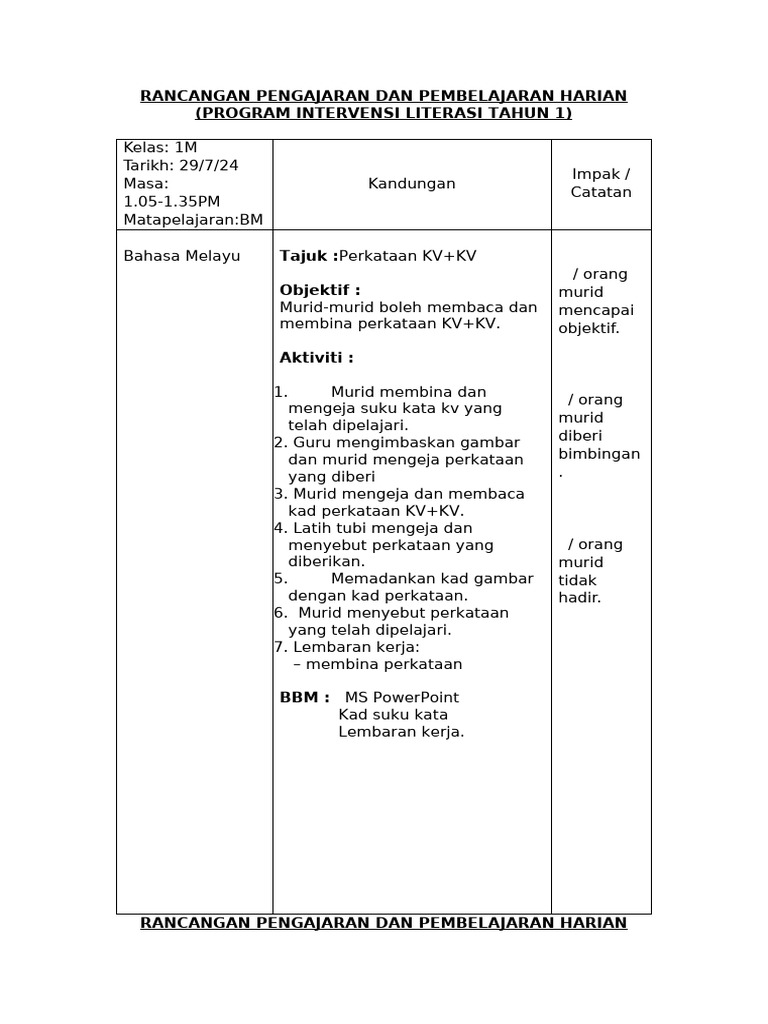 RPH M4 (29 hingga 2.8.24) | PDF