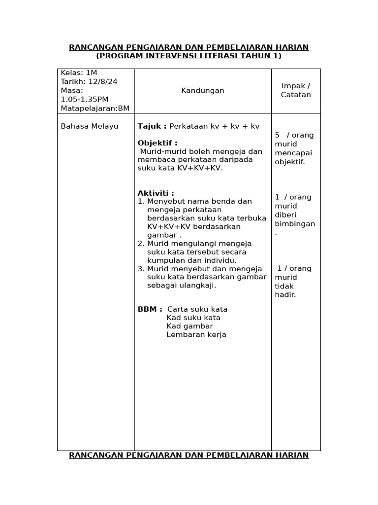 RPH M6 (12 Hingga 16.8.24) | PDF