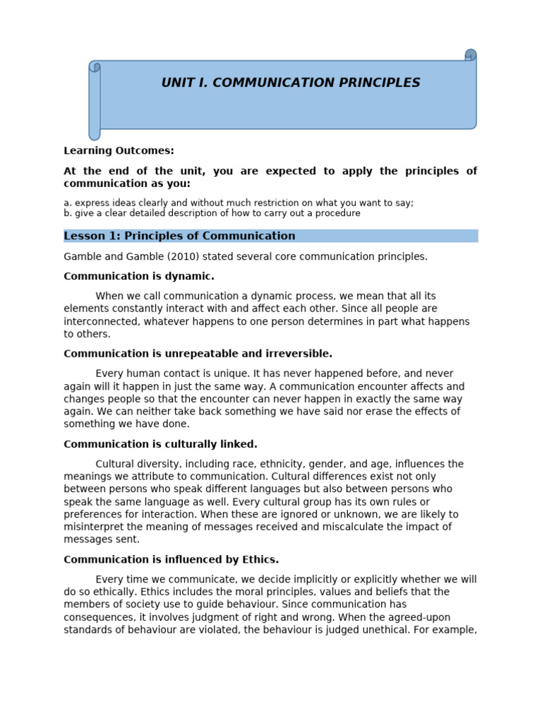 Unit 1 Principles of Communication | PDF | Communication