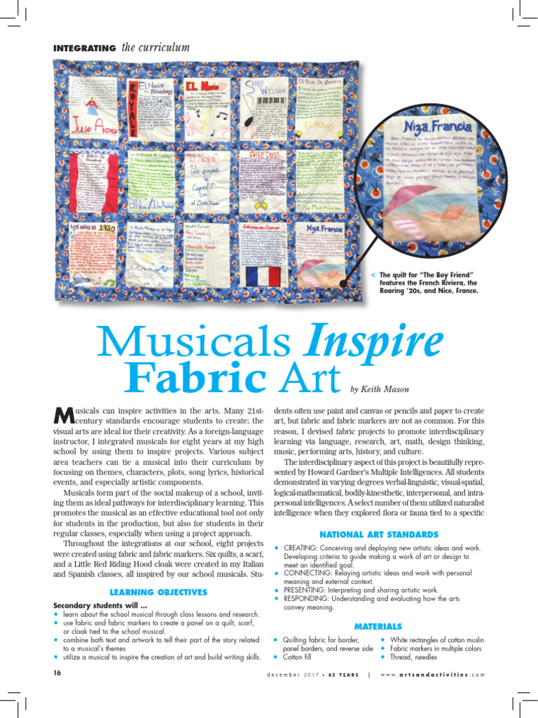 Musicals Inspire Fabric Art | PDF | Quilt | Cognition