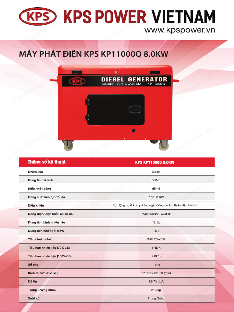 Máy Phát Điện KPS KP11000Q 8.0KW | PDF