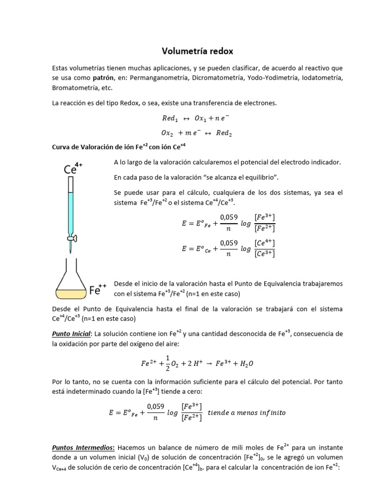 Microsoft Word - Volumetría redox | PDF | Valoración | Química