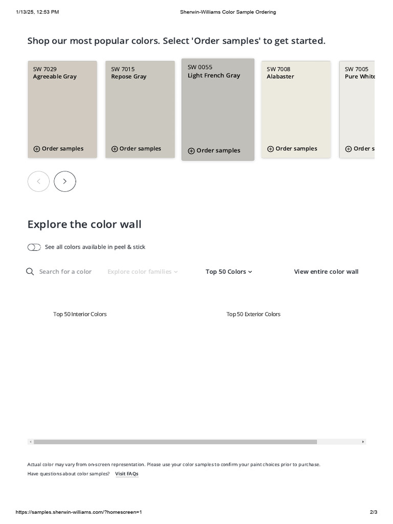 Sherwin-Williams Color Sample Ordering | PDF