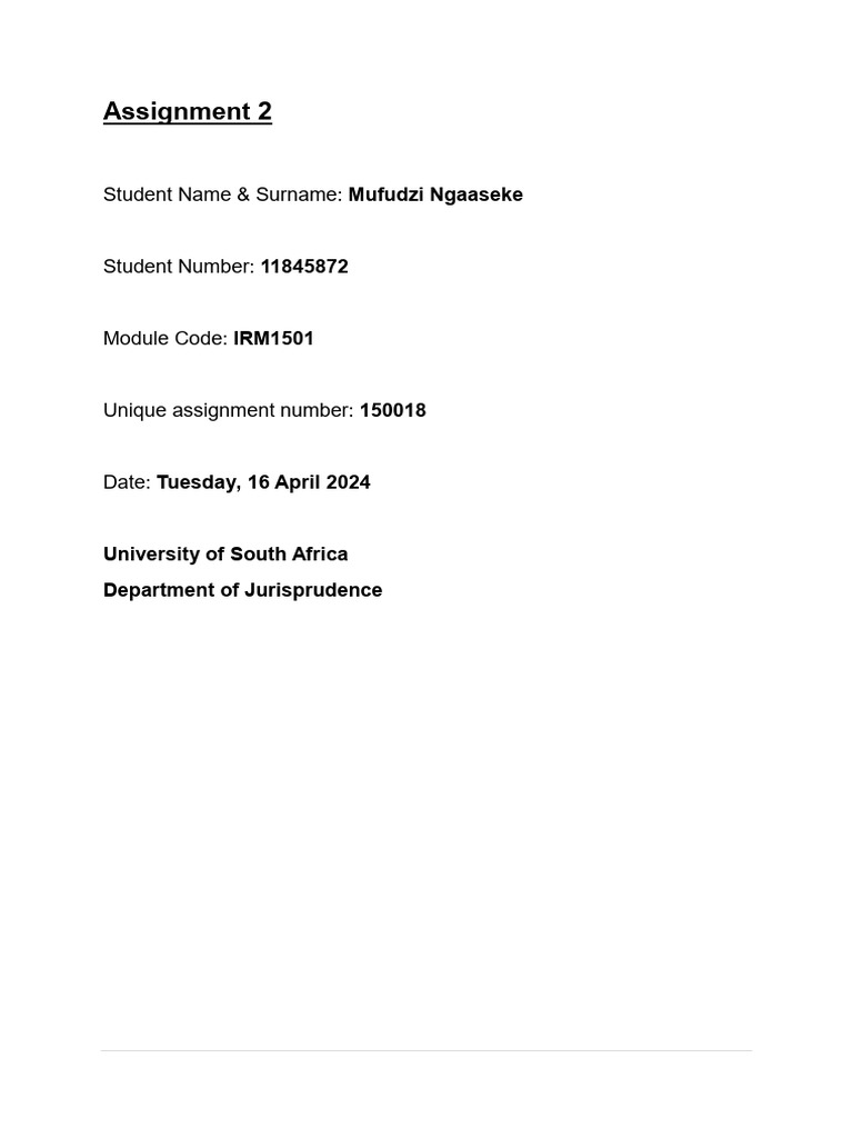 Assignment 2 Irm 1184572 | PDF | Justice | Crime & Violence