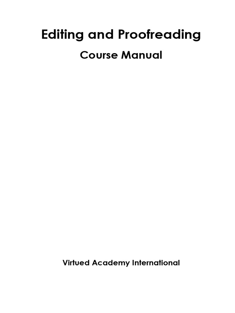 Course Manual - Editing and Proofreading | PDF | Proofreading | Editing