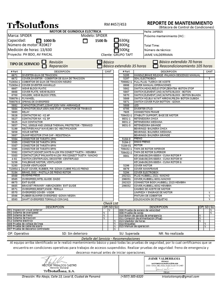 Bitácora Motor 20-27 Bdo Grupo Taft | PDF