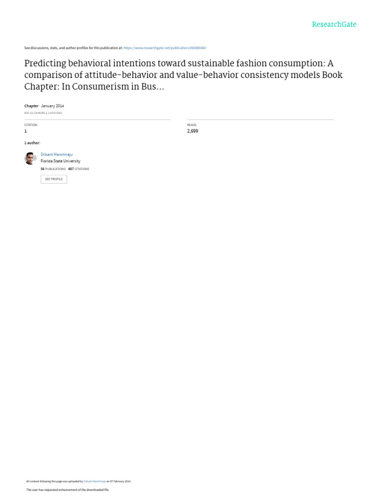 BOOKCHAPTER SustainableFashionConsumption Final RAS | PDF | Behavior | Sustainability