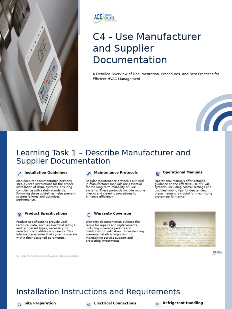 C4 Use Manufacture and Suppiler Documentation | PDF | Air Conditioning | Thermostat