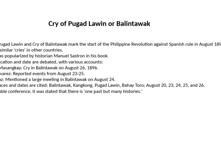 Cry of Pugad Lawin: Philippine Revolution | PDF
