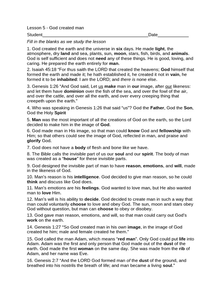 God’s Creation of Man Explained | PDF | Adam | Genesis Creation Narrative