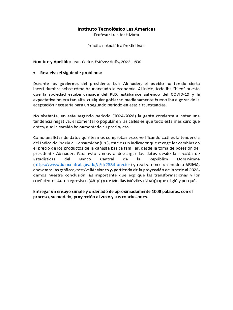 Ensayo - Practica ARIMA | PDF | Series de tiempo