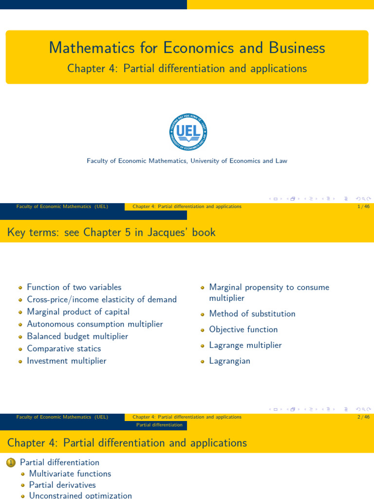 Chapter 4 - Partial Differentiation | PDF | Mathematical Optimization | Utility