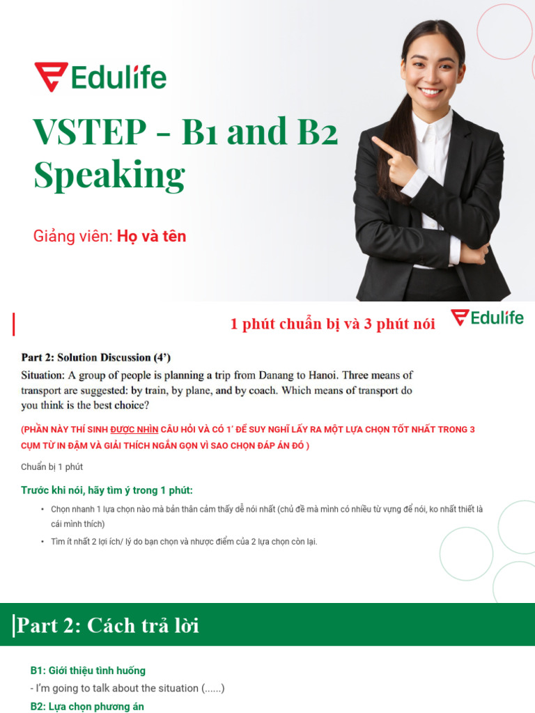VSTEP B1-B2 Speaking Solutions Guide | PDF