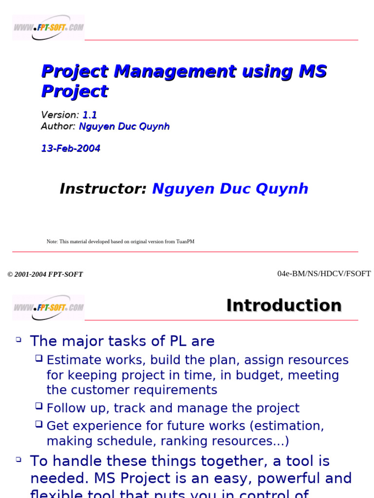 Using MS Project (Updated 11-03) QuynhND | PDF | Project Management